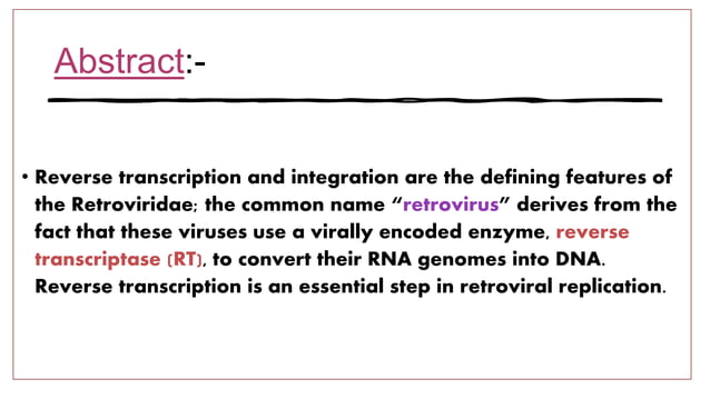 Reverse transcription of hiv 1 .. | PPT