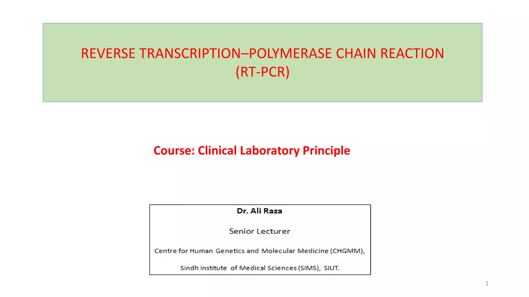 Reverse Transcription PCR | PPT