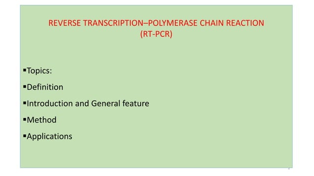 Reverse Transcription PCR | PPT