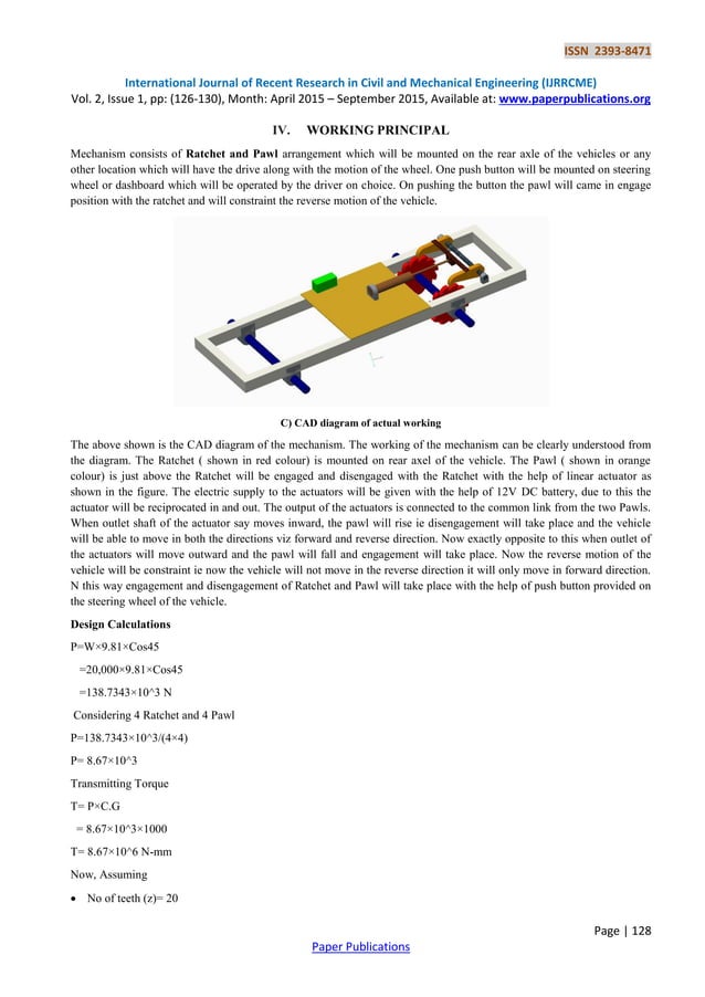 Reverse Wheel Locking Mechanism For Automobiles | PDF