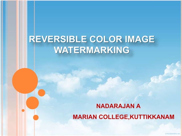 Reversible color Image Watermarking | PPT