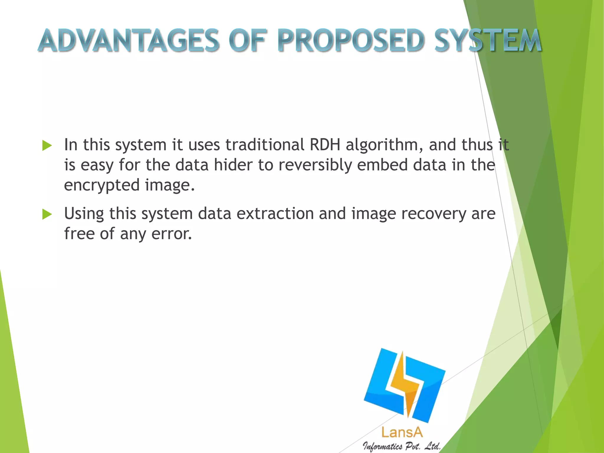 Reversible data hiding in encrypted images by reserving room before encryption | PPTX