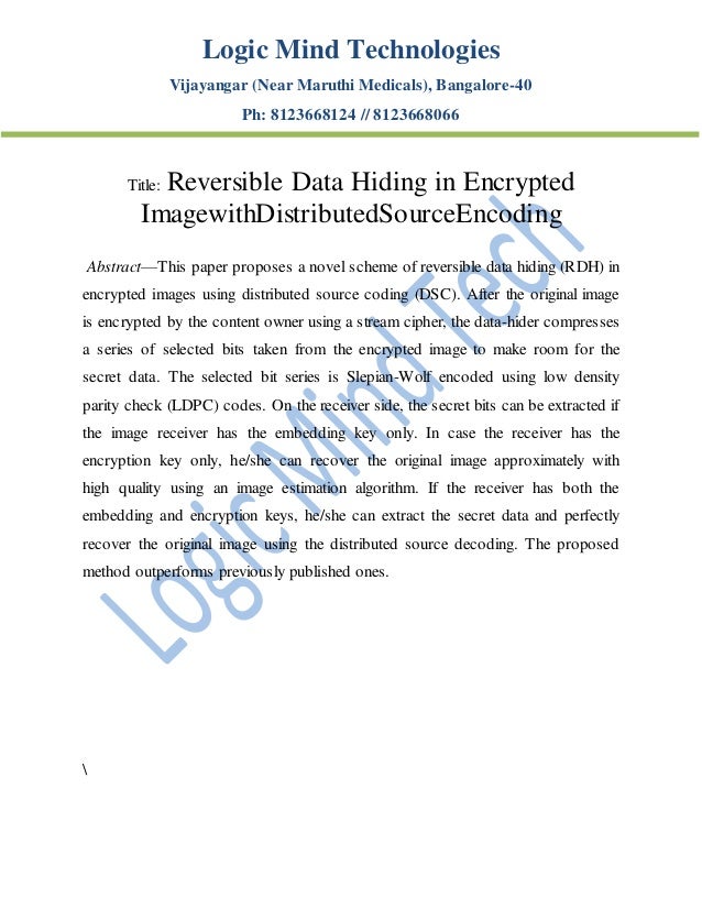 Reversible data hiding in encrypted imagewith distributedsourceencoding