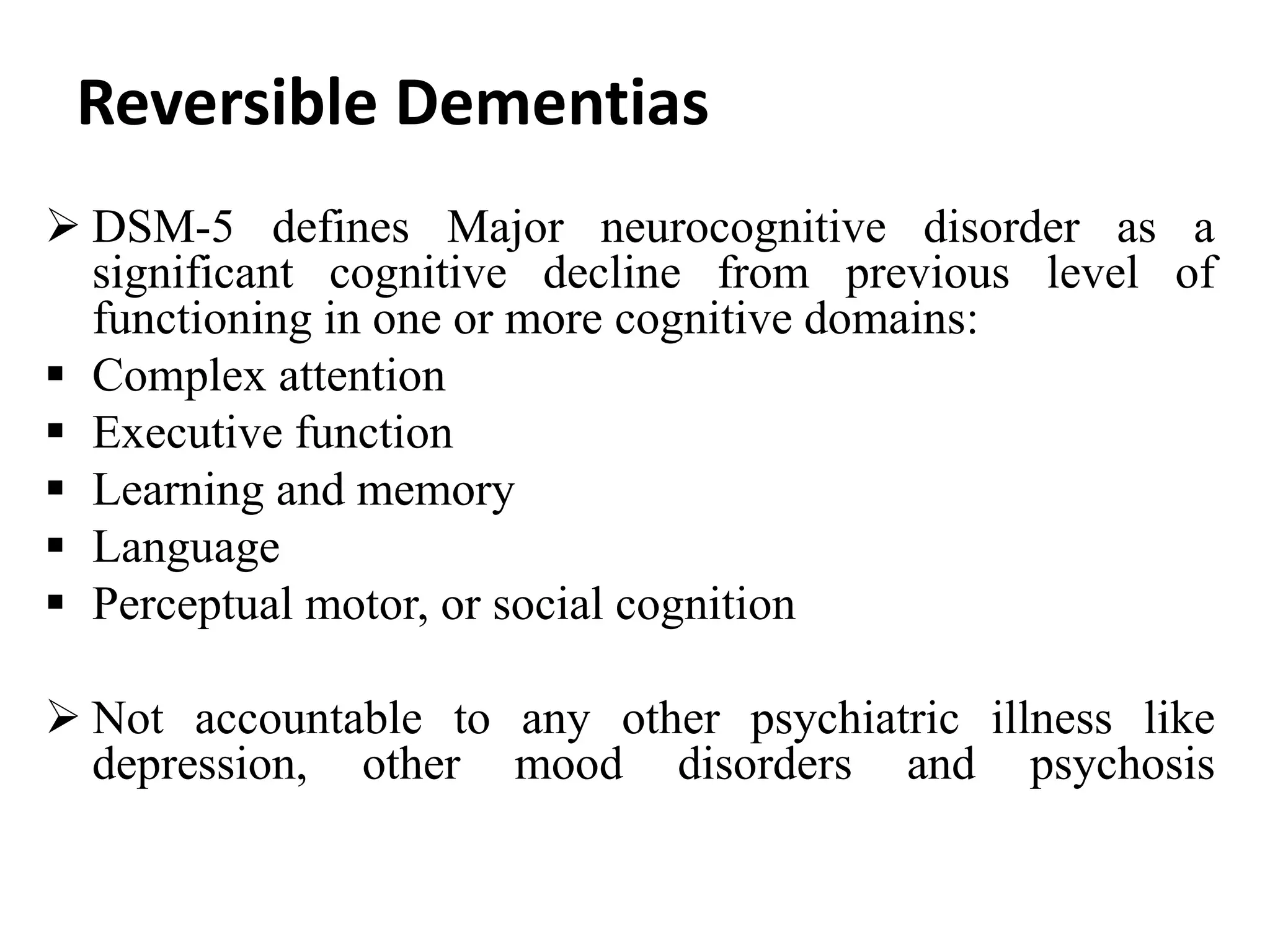 Reversible dementia and delirium | PPTX