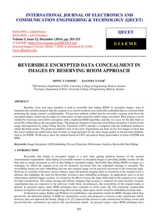 Reversible encrypted data concealment in images by reserving room ...