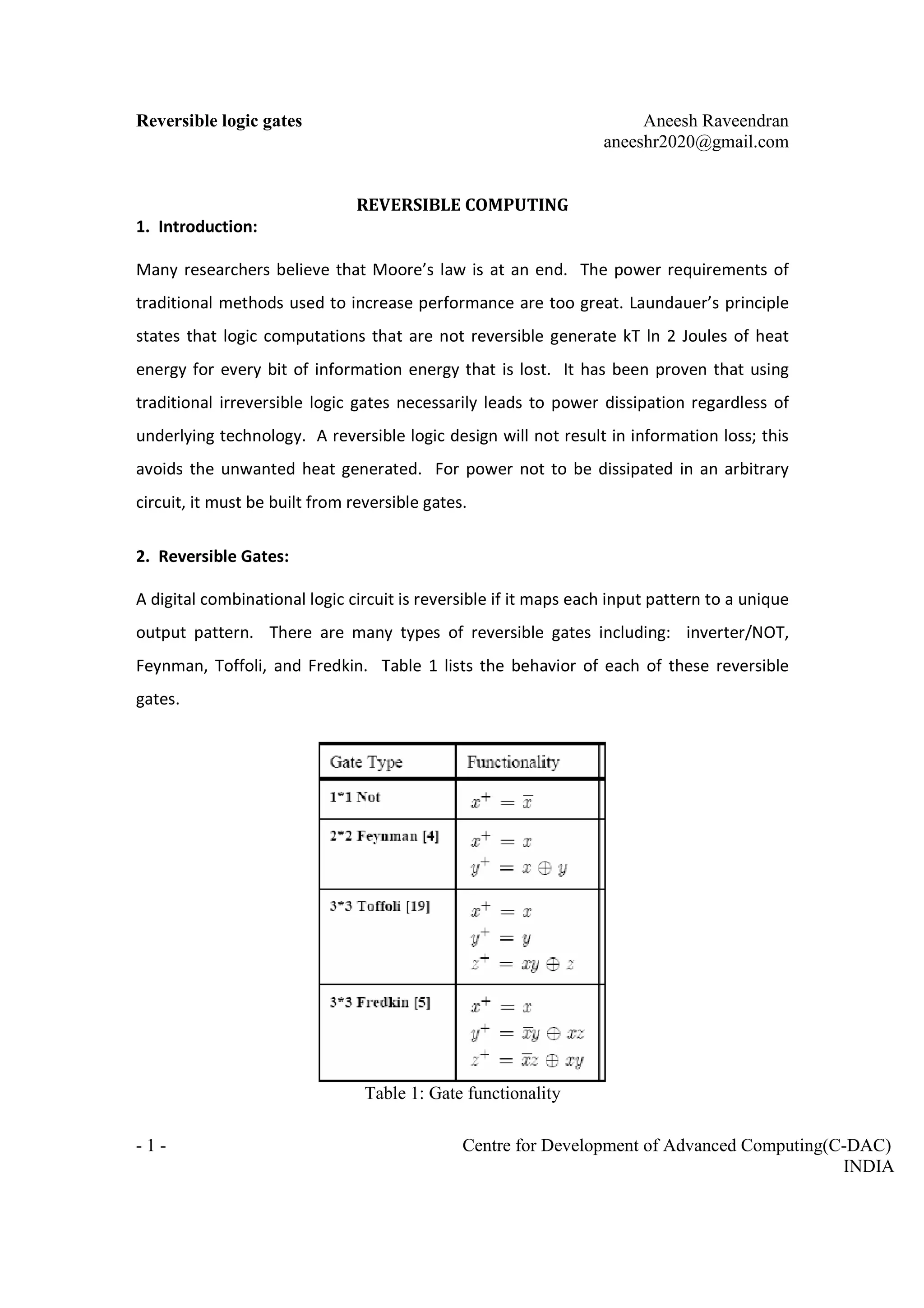 Reversible Logic Gate | PDF | Programming Languages | Computing