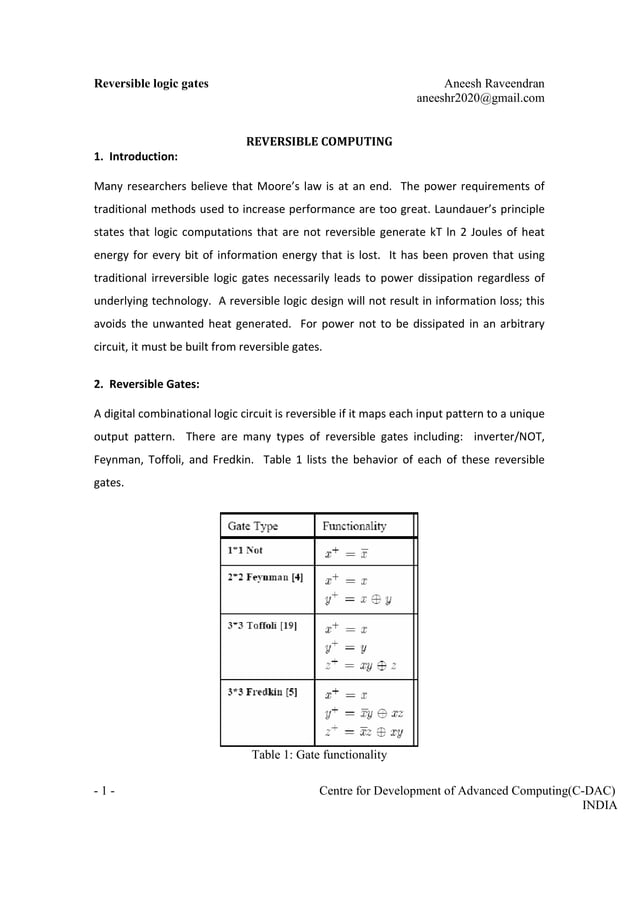 Reversible Logic Gate | PDF | Programming Languages | Computing