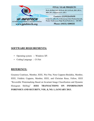 Reversible watermarking based on invariant image classification and ...