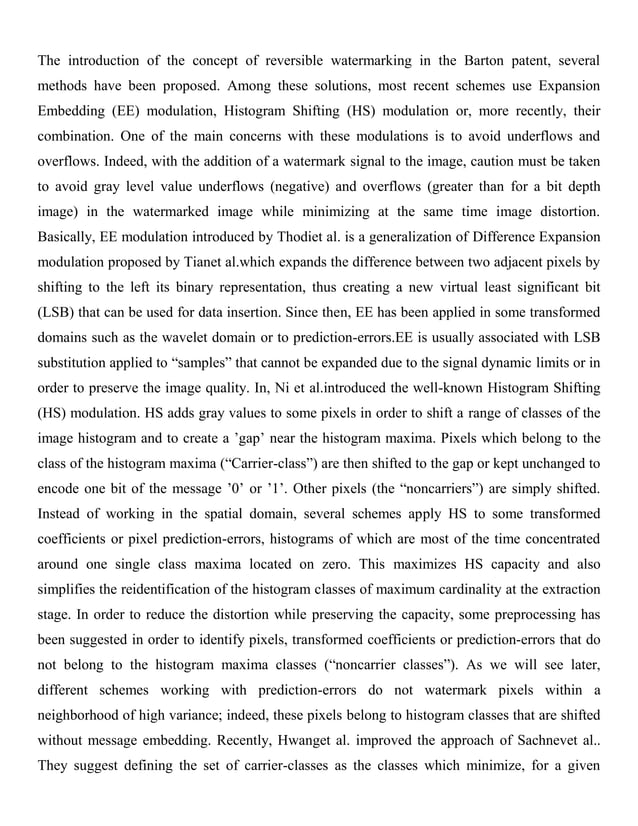 Reversible watermarking based on invariant image classification and dynamic histogram shifting | PDF