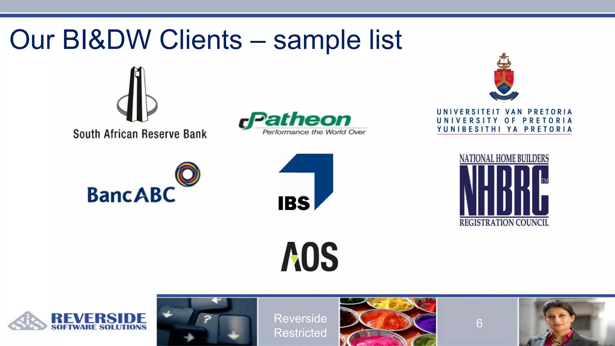 Reverside Business Intelligence and Data Warehousing Capability | PPT