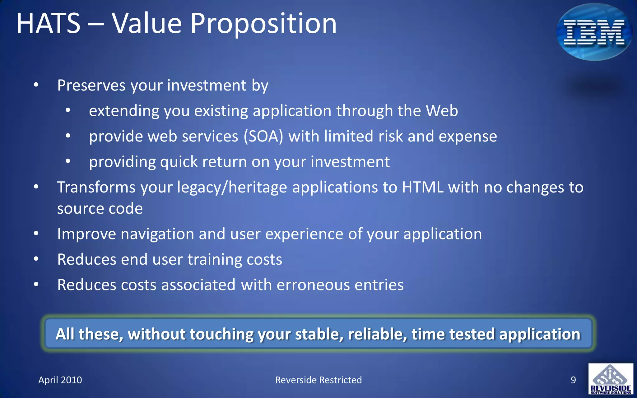 Reverside IBM Enterprise Modernisation Capability | PPT