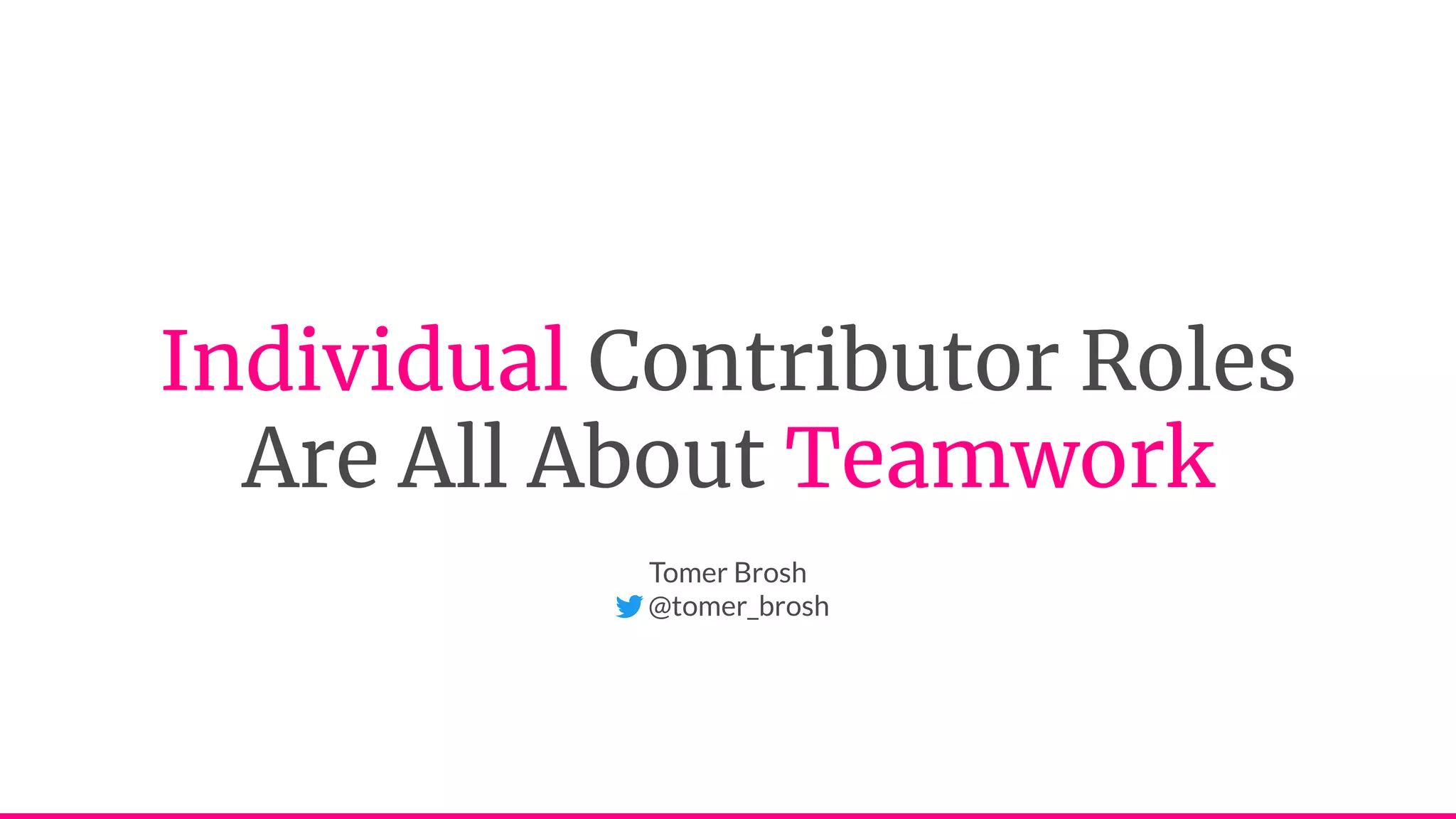 Tomer Brosh - Reversim 2021 - Individual Contributor Roles Are Actually ...