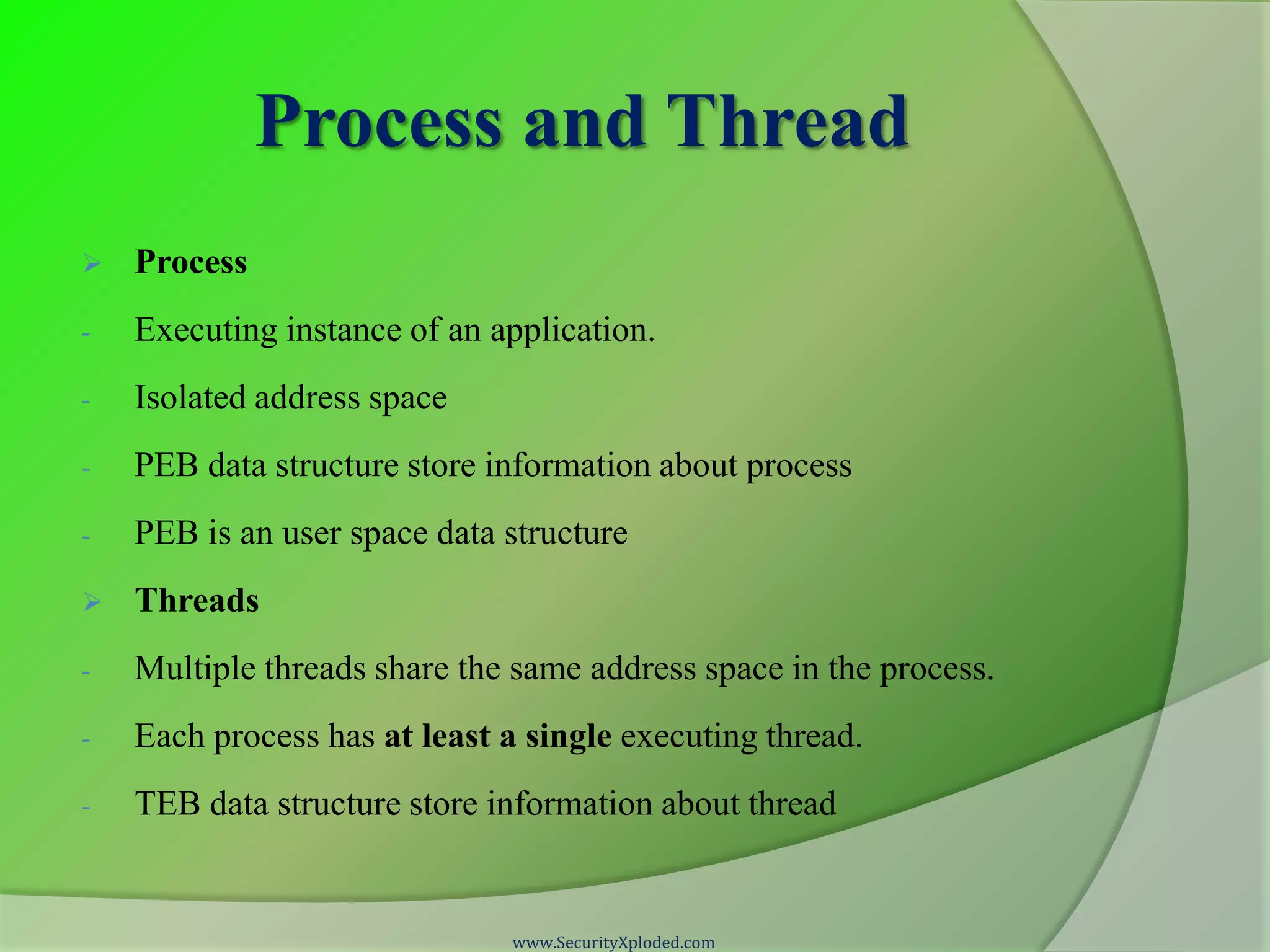 Reversing & malware analysis training part 2 introduction to windows internals | PPTX