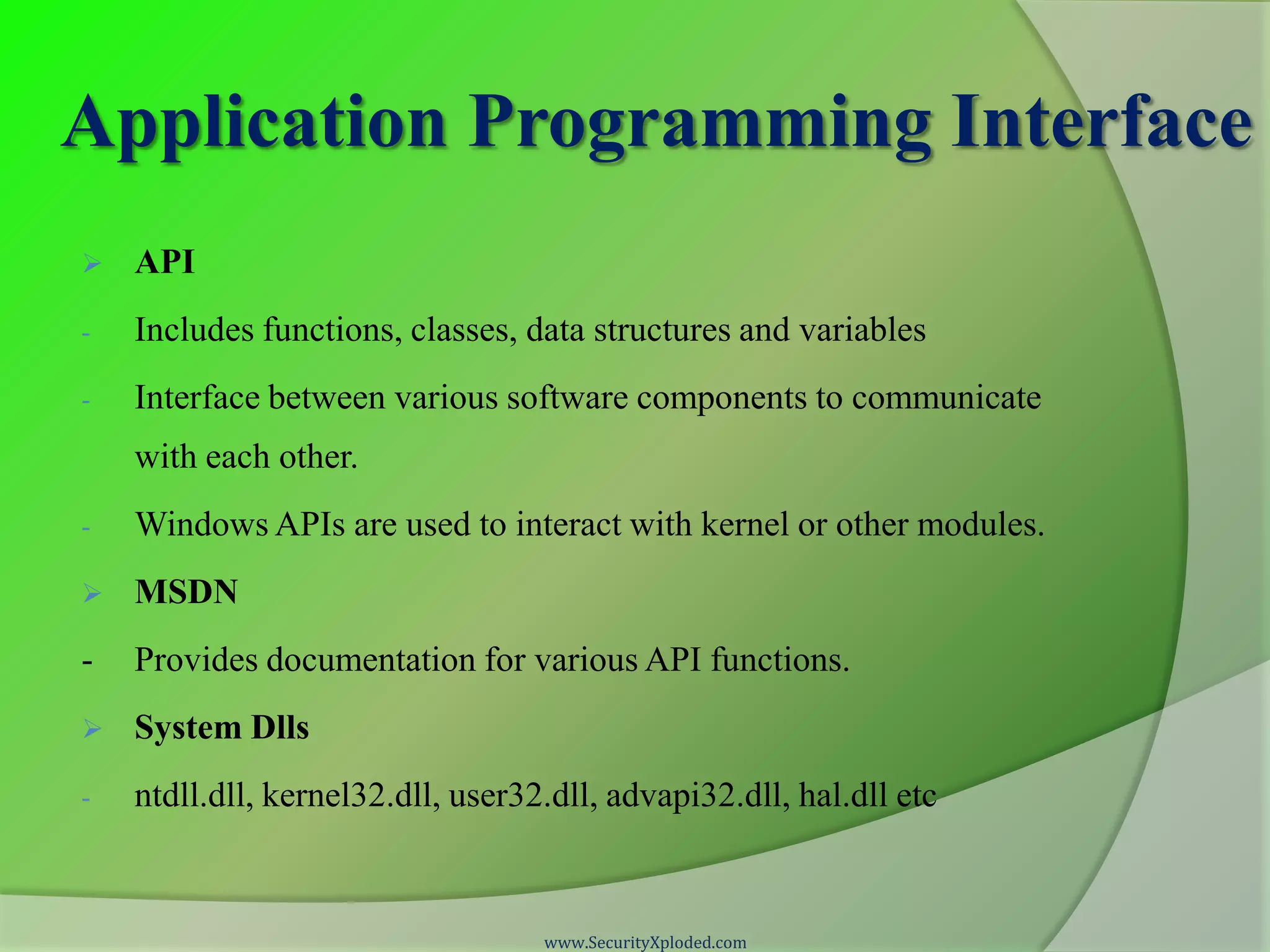 Reversing & malware analysis training part 2 introduction to windows internals | PPTX