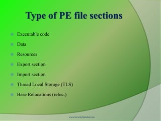 Reversing & malware analysis training part 3 windows pe file format ...
