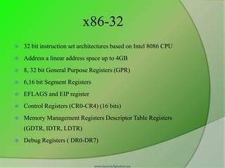 Reversing & Malware Analysis Training Part 4 - Assembly Programming Basics | PPTX