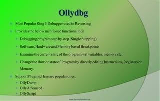 Reversing & malware analysis training part 5 reverse engineering tools basics | PPT