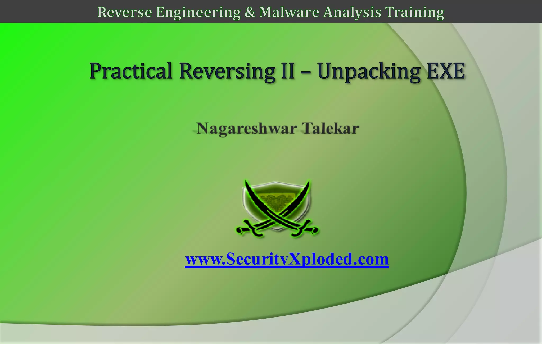 Reversing & malware analysis training part 7 unpacking upx | PPT