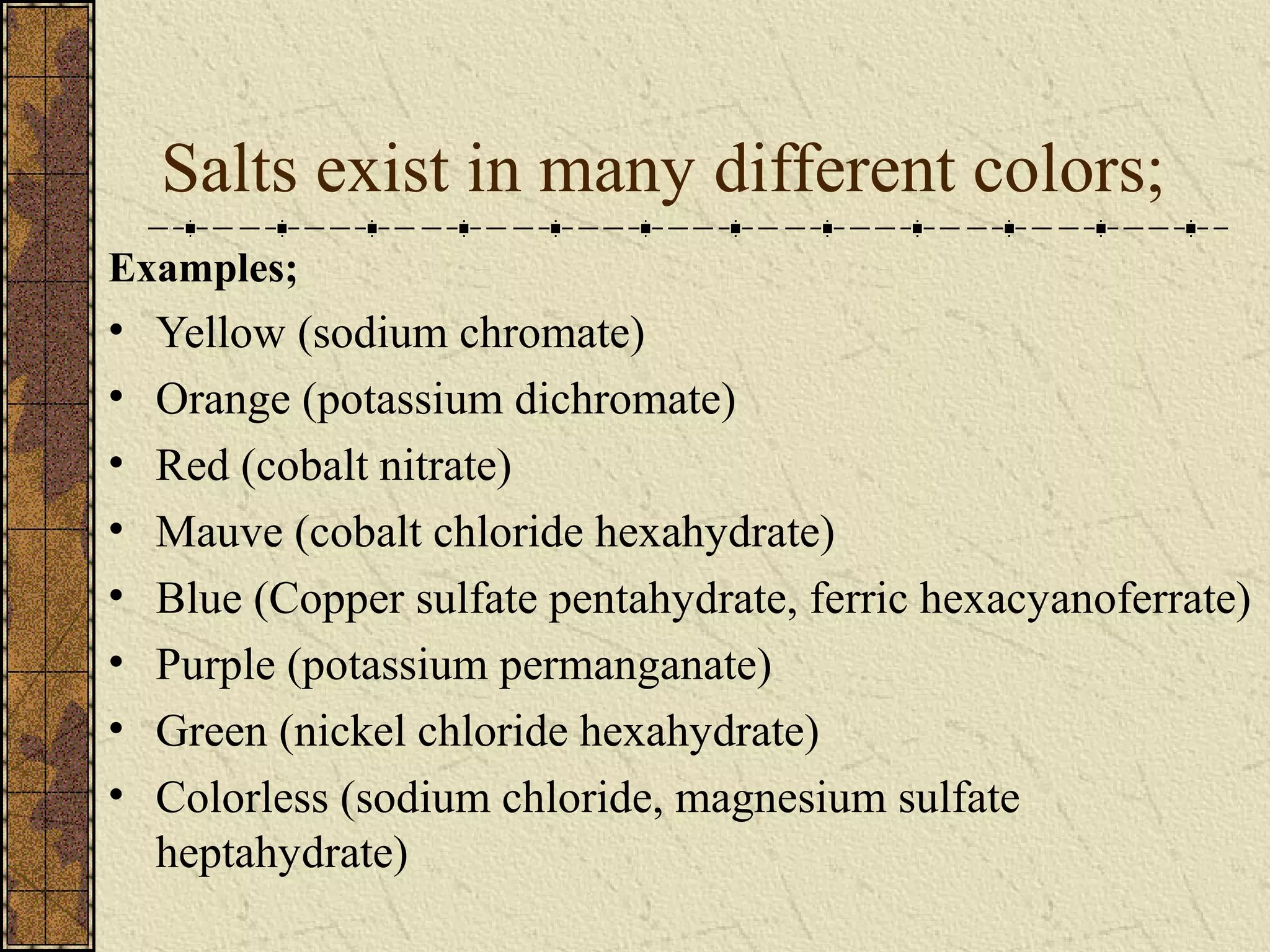 types and properties of salts | PPT