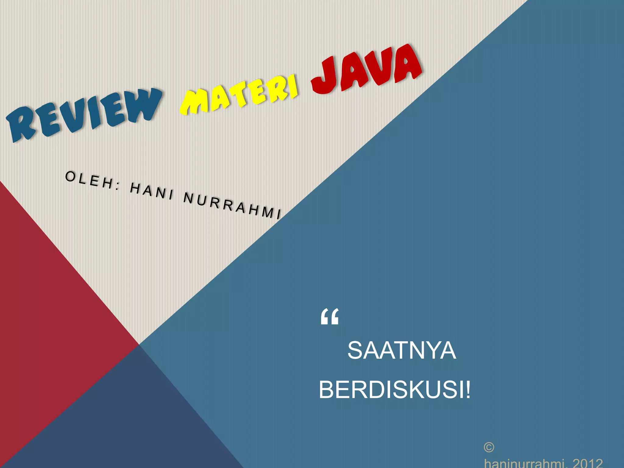 Review JAVA (dasar) | PPTX
