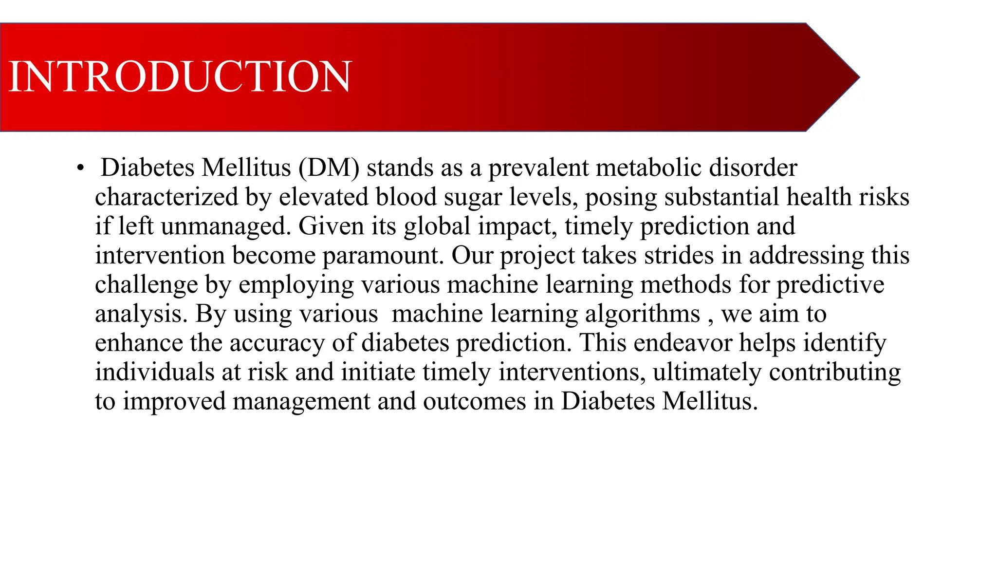 Diabetes Prediction Using Machine Learning Pptx Diabetes Diseases