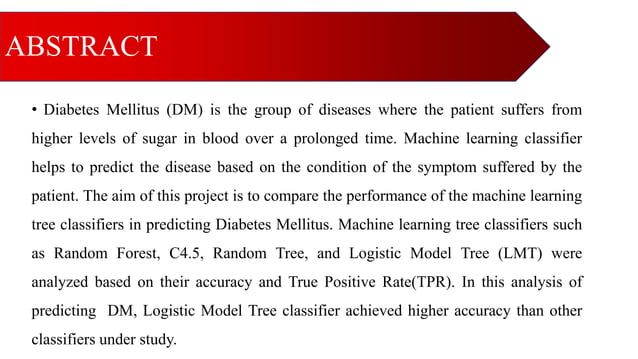 Diabetes prediction using machine learning.pptx | Diabetes | Diseases ...