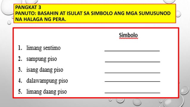 quarter 1- Mathematics 3: Pagsasama-sama ng bilang gaMIT ANG PERA. | PPT