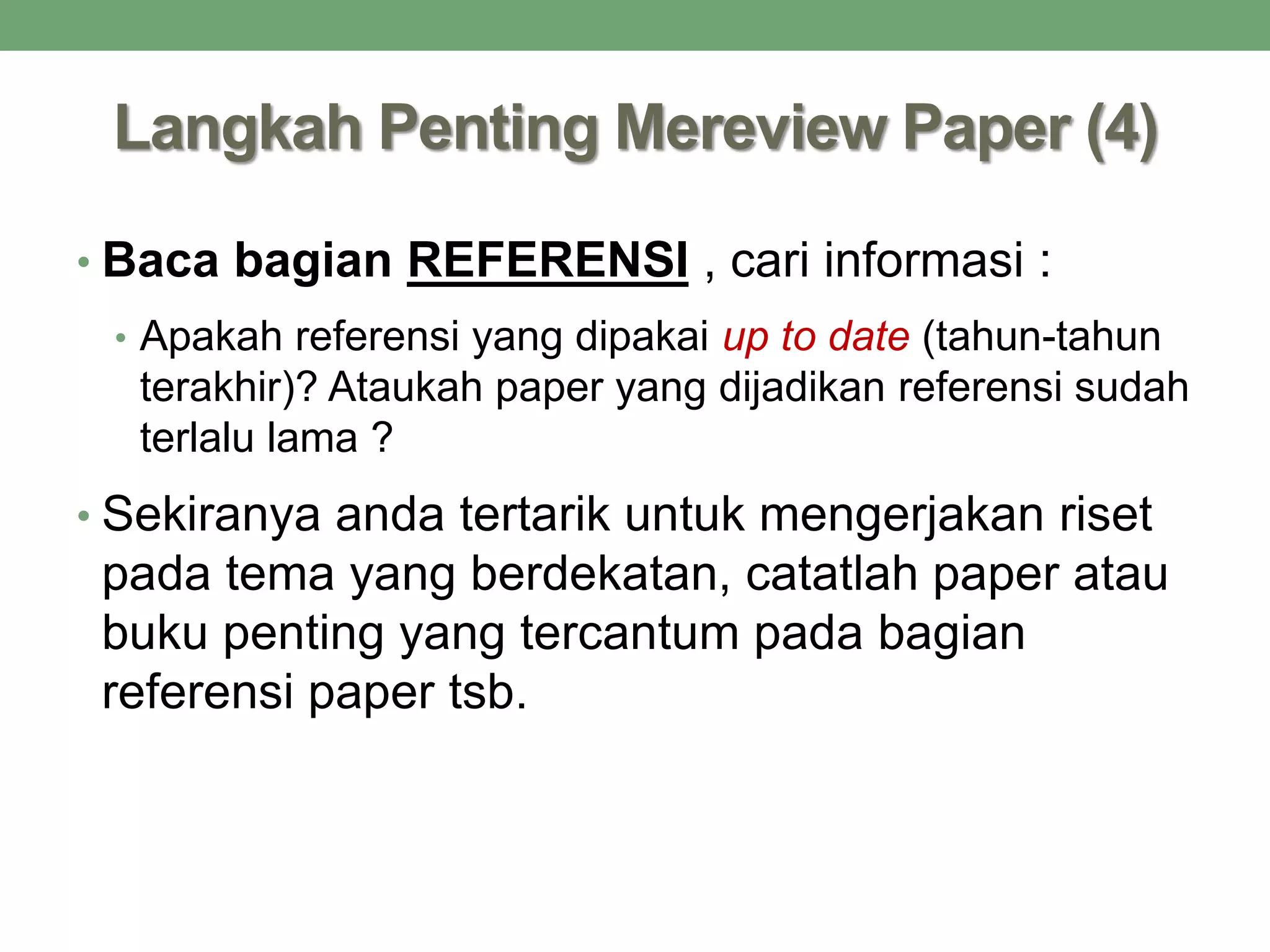 Tahapan dalam mereview jurnal atau paper | PPT