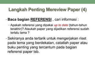 Tahapan dalam mereview jurnal atau paper | PPT