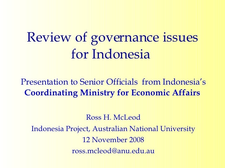 Review Of Governance Issues For Indonesia