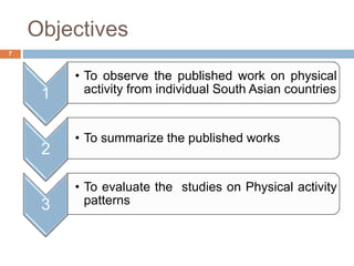 Level of physical activity among adults of south Asian Countries | PPTX