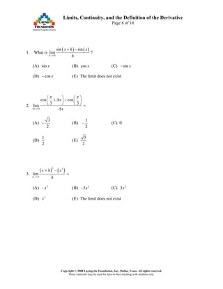 Review 1 -_limits-_continuity_(pcalc+_to_ap_calc) | PDF