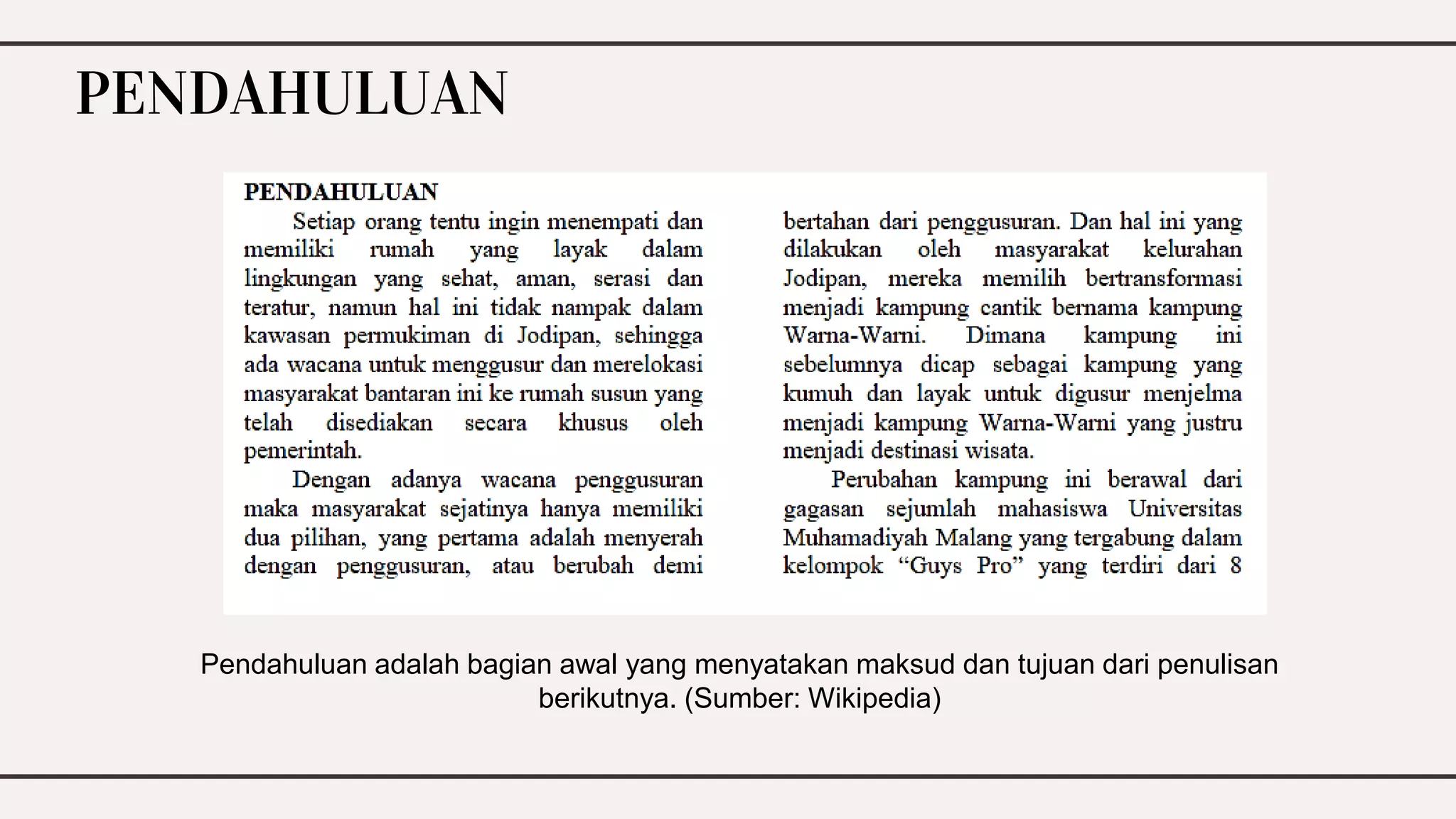 Program KIP (Kampung Improvement Program) berbasis Tridaya Studi Kasus Kampung Wisata Jodipan ...