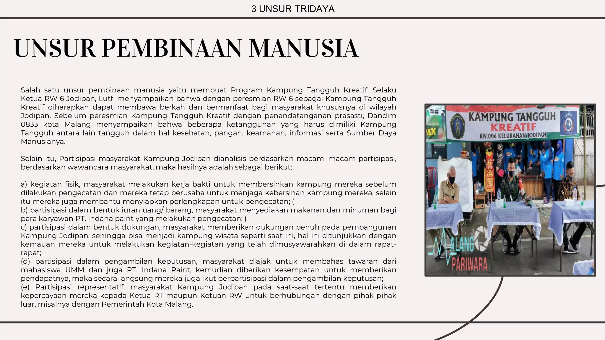 Program KIP (Kampung Improvement Program) berbasis Tridaya Studi Kasus ...