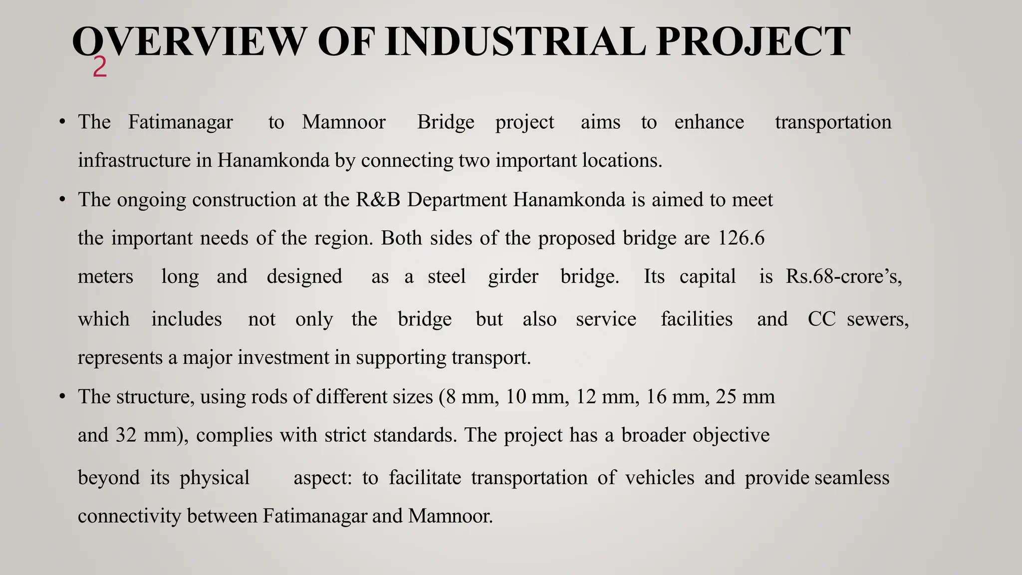 Fatimanagar to mamnoor bridge construction | PPT