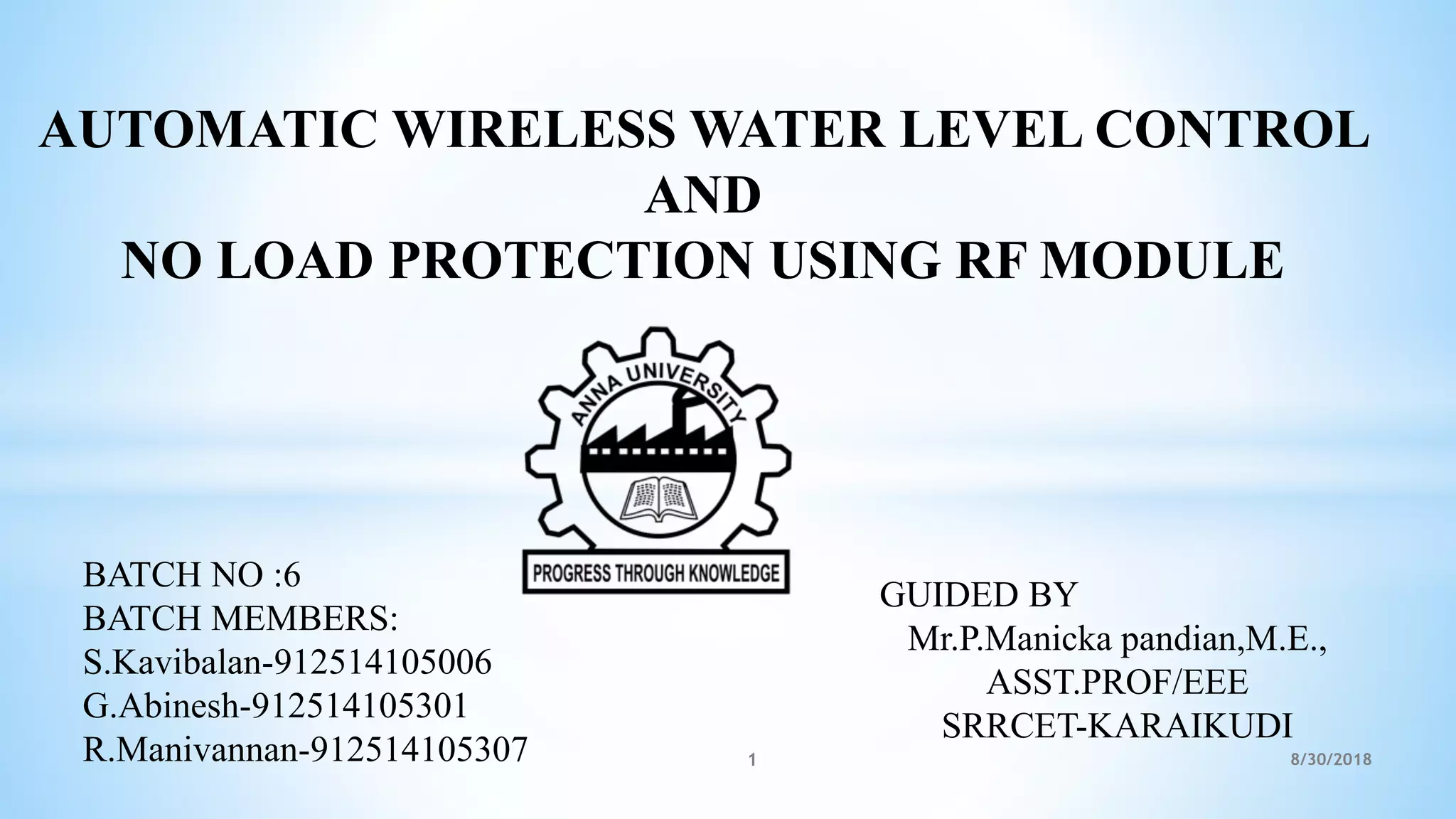 WATER LEVEL CONTROL AND NO LOAD PROTECTION | PPTX | Technology & Computing