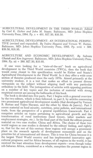 Review of books on agricultural development | PDF