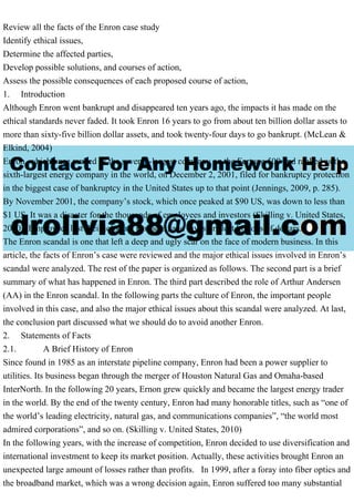 Review all the facts of the Enron case studyIdentify ethical issue.pdf ...
