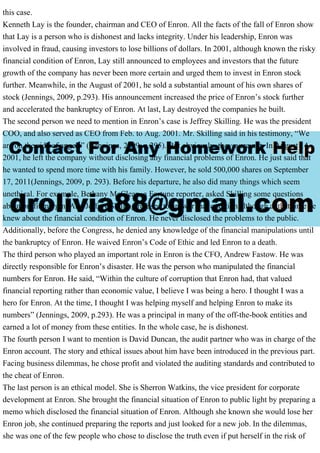 Review all the facts of the Enron case studyIdentify ethical issue.pdf