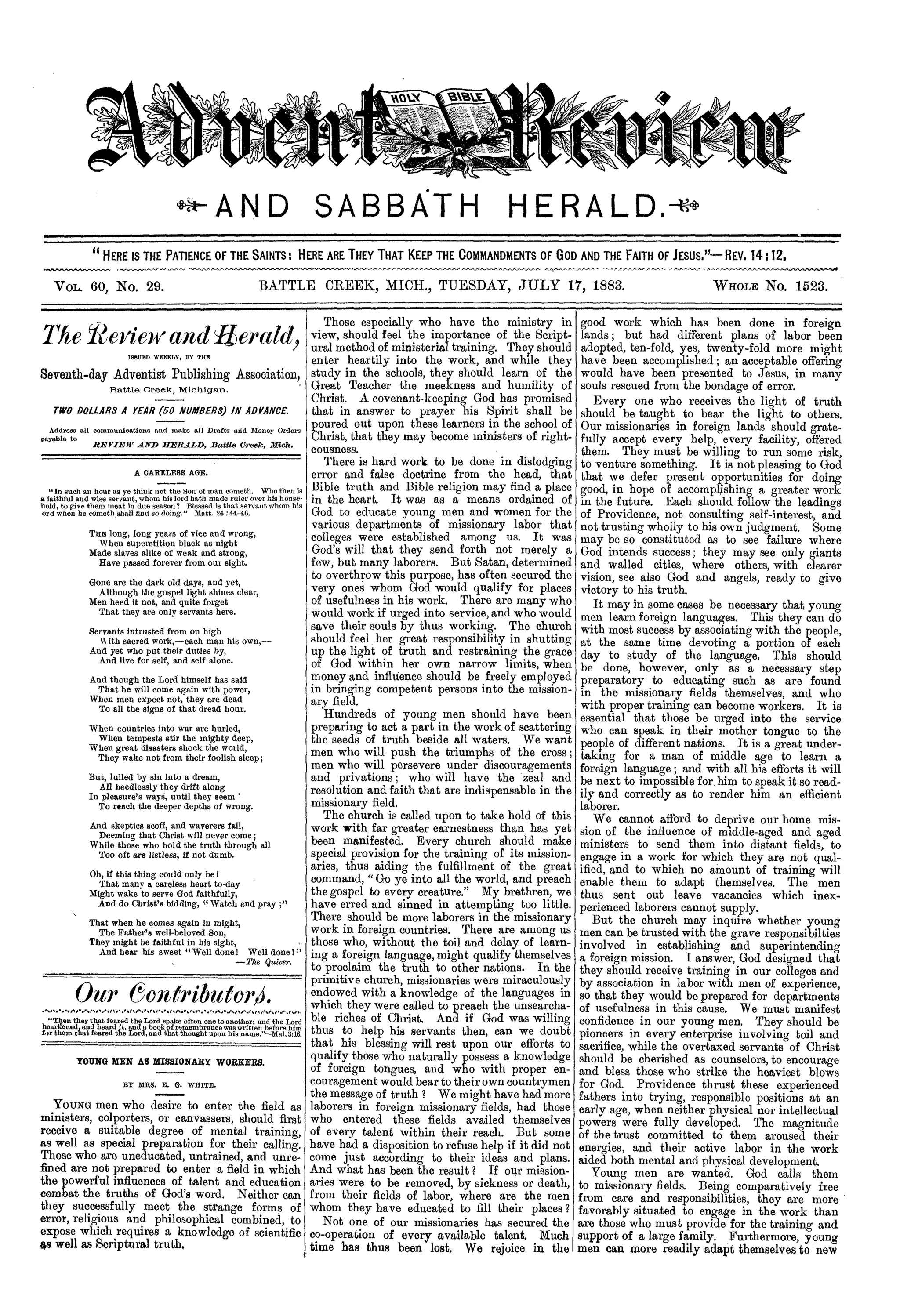 Review and herald 17 de julio de 1883 | PDF
