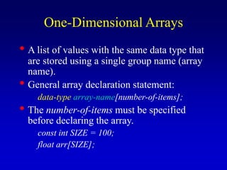 ReviewArrays.ppt | Programming Languages | Computing