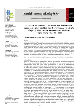 A review on seasonal incidence and insecticidal management of spotted ...