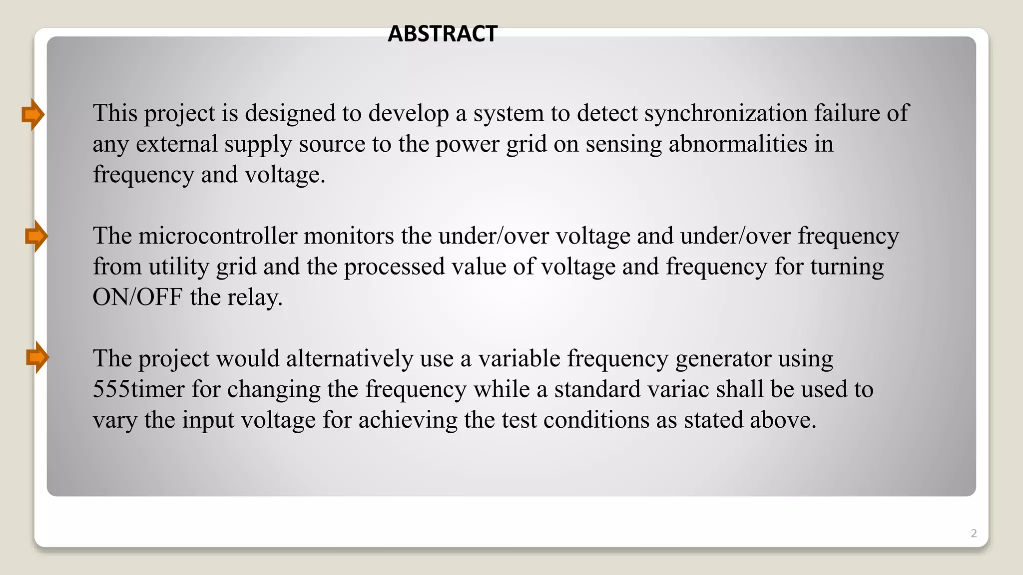 Detection of power grid synchronization failure on sensing of frequency and voltage beyond ...