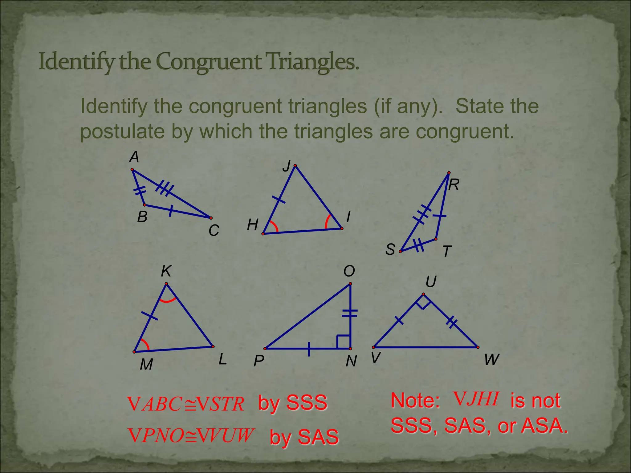 TRIANGLE CONGRUENCE, SSS, ASA, SAS and AAS | PPT