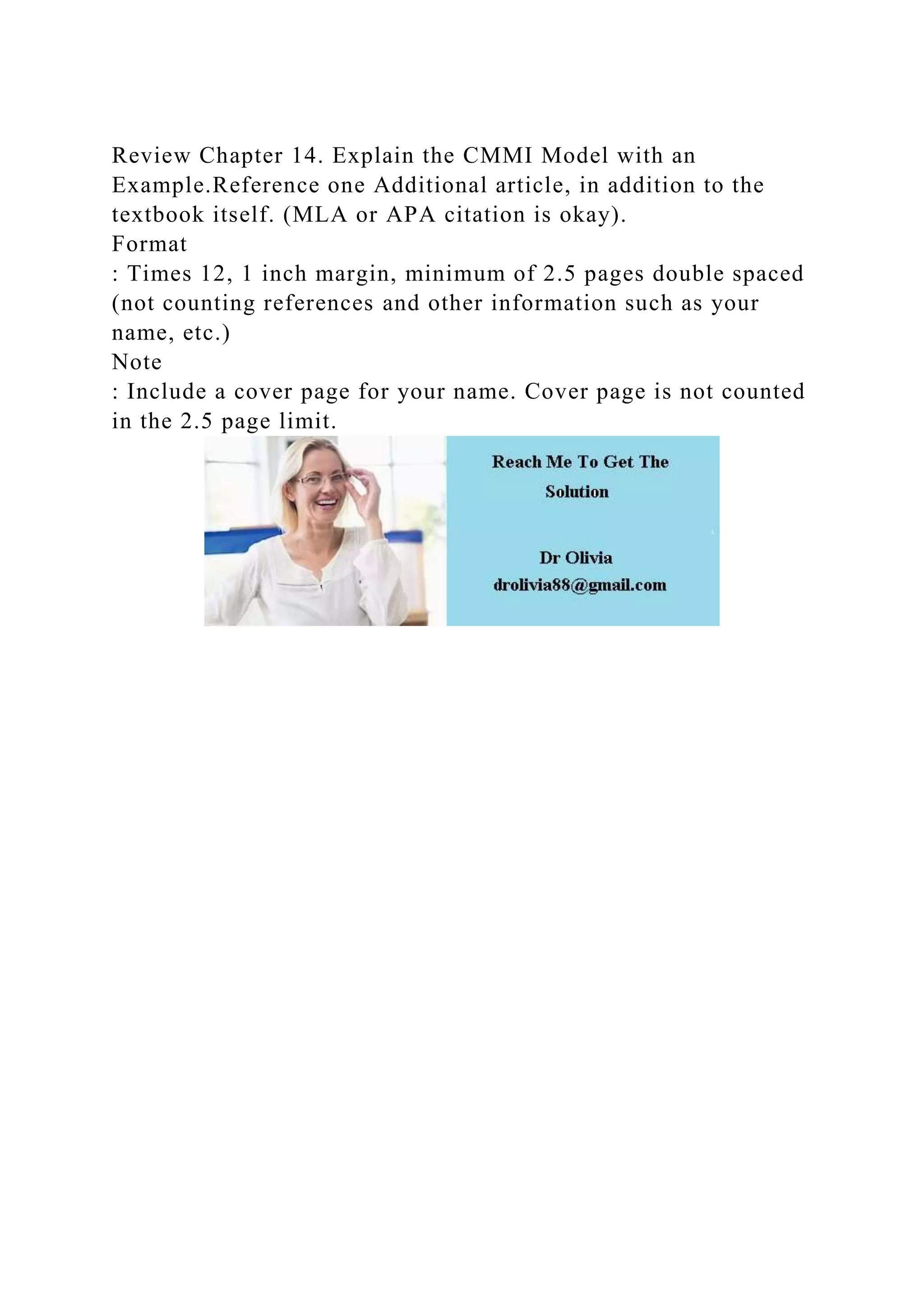 Review Chapter 14. Explain the CMMI Model with an Example.Reference .docx | Educational ...