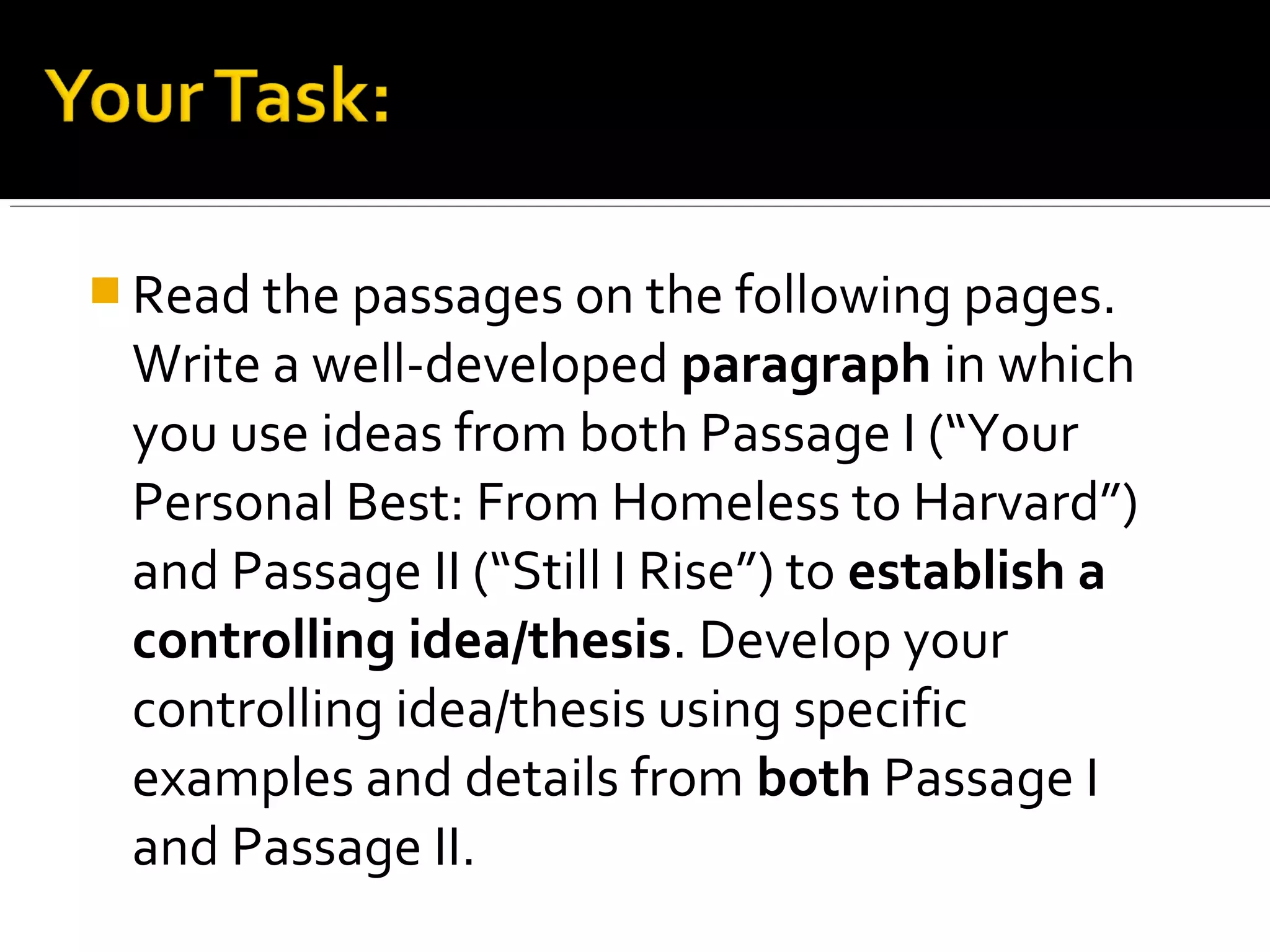Review controlling ideas | PPT