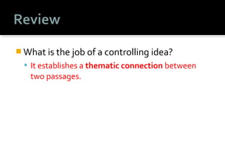 Review controlling ideas | PPT