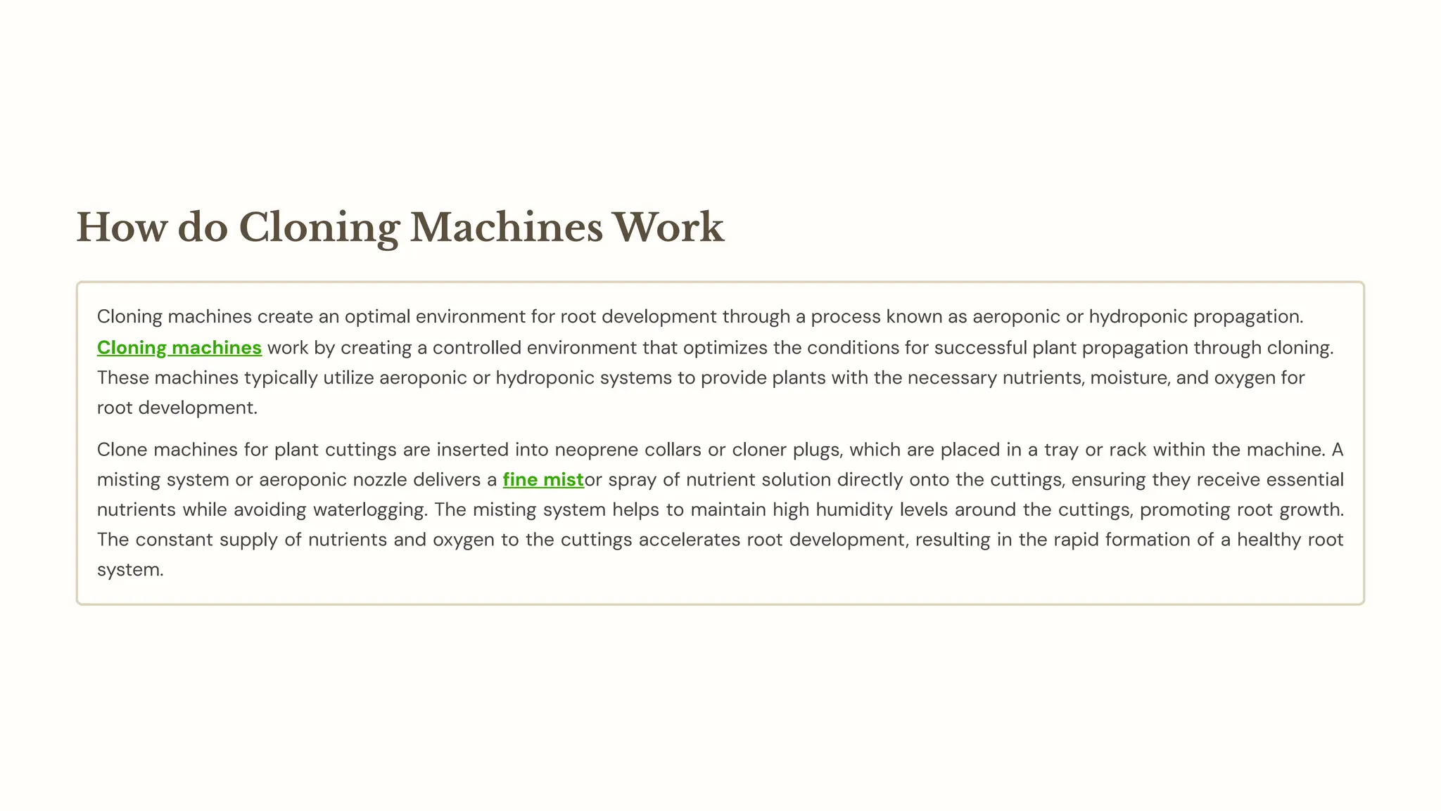 Hydroponic Cloning Machines: Fast-Track Plant Growth | PDF