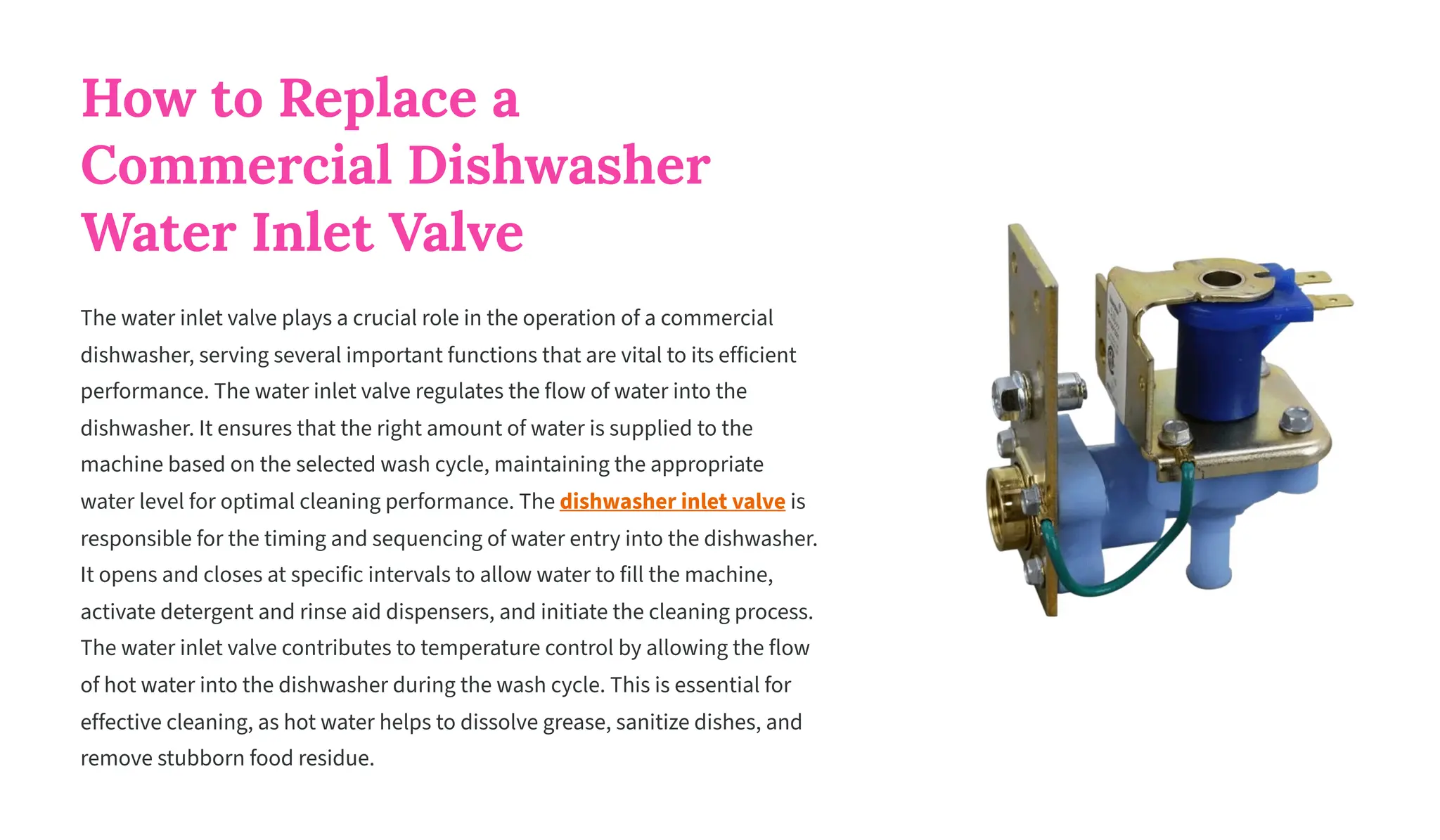 Replacing a Faulty Water Inlet Valve in a Commercial Dishwasher: How-To ...