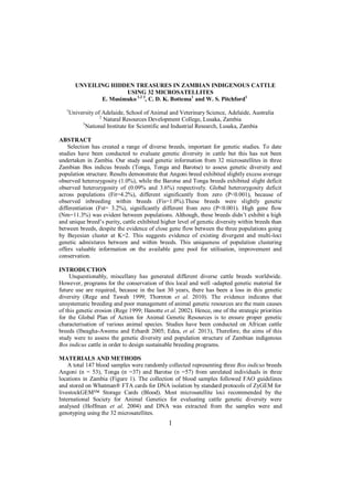 Unveiling Hidden Treasures of Indigenous Cattle In Zambia Using ...